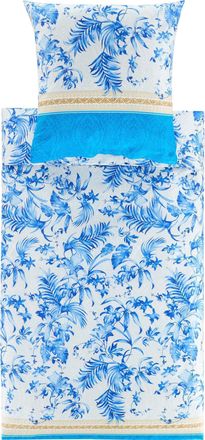 Bassetti Bettw&auml;sche Ibiscus Tattoo Feinsatin blau Gr&ouml;&szlig;e 1x 155x220 cm + 1x 80x80 cm