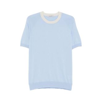 La Fileria Kurz&auml;rmeliges Strick-T-Shirt mit Rundhalsausschnitt - - Knitwear - Herren - Blau - 4XL