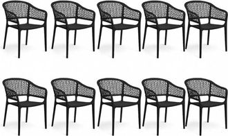 PEGANE Lot de 10 chaises de jardin empilables en r&eacute;sine coloris anthracite - Longueur 59 x Profondeur 56 x Hauteur 79 cm