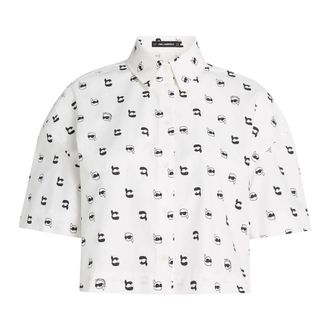 Karl Lagerfeld Femme, Blouses et Chemises, Blanc, Taille: 40 FR T-shirt Court Graphique