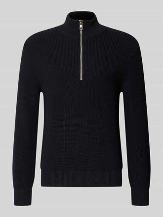 Marc O'Polo Denim Pullover mit Rei&szlig;verschlusskragen