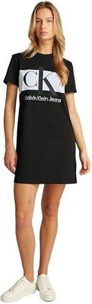 Calvin Klein Robe T-Shirt Femme Blocking Courte, Noir (CK Black), XS