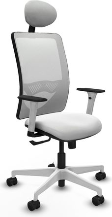 Piqueras y Crespo B&uuml;rostuhl Zulema mit wei&szlig;en und schwarzen Armlehnen, h&ouml;henverstellbare Lendenwirbelst&uuml;tze und festes Kopfteil, ausgestattet mit 3 Positionen, Wei&szlig;/Wei