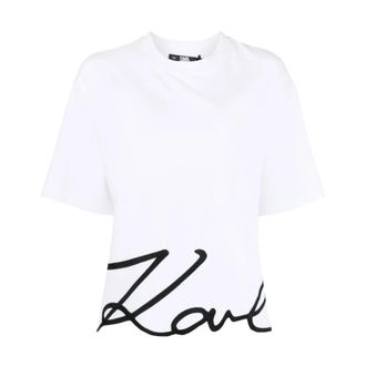 Karl Lagerfeld Signature Hem T-Shirt - - Tops - Damen - Wei&szlig; - M