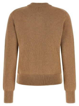 Ami Womens Beige Wool Cardigan Clothing