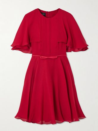 Giambattista Valli Minikleid Aus Seidenchiffon Mit Satinbesatz Und Cape-effekt - Rot