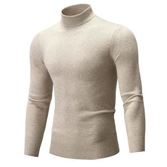 Generic Pull De Travail Homme Manches Longues- Pull Col Roulé Grande Taille Couleur Unie Décontracté Sweater Chic Et Élégant Slim Automne Hiver Chaud Chandail