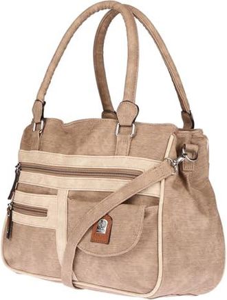 Christian Wippermann Sac à bandoulière pour femme - De grande taille - Aspect cuir, abricot, 32 x 24 x 12 cm