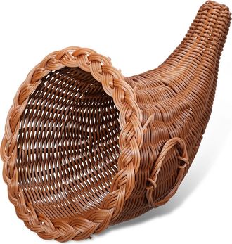 Cabilock Erntedank-F&uuml;llk&ouml;rbe: Weinrebenkorb Aus Weidengeflecht Aus Horn Herbstbrotkorb Aus Rattan Tischaufsatz Aus Weidengeflecht Obst-Servierplatte Als F&uuml;r