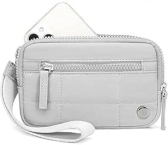 Generic Convely Essential Portefeuille matelass&eacute; en nylon matelass&eacute; avec 3 fermetures &eacute;clair pour femme, gris, One Size