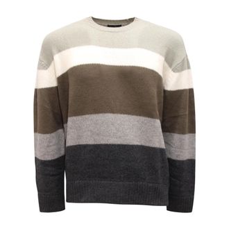 Armani Wollpullover Gr&uuml;n/Grau Salbei Fantasy - - Knitwear - Herren - Mehrfarbig - M