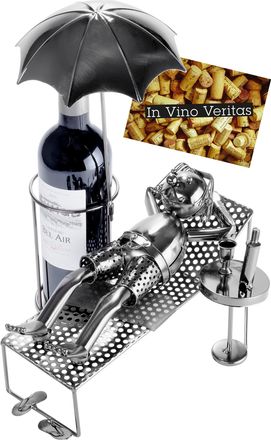 Brubaker Flaschenhalter Urlauber Metall Skulptur mit Geschenkkarte