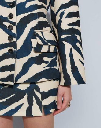 Topshop Co-ord Blazer mit Zebramuster und hohem Kragen in Zebra-Multi