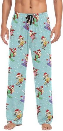 Generic Pantalon de pyjama pour homme avec poches, Singe de No&euml;l multicolore, XL