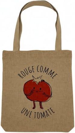 Fabulous Sac Shopping Tote Bag Aspect Lin - Rouge comme une Tomate Expression Potager - Sac de Courses Toile Epaisse 360g Beige Naturel Cabas Port&eacute; Epaule Soli