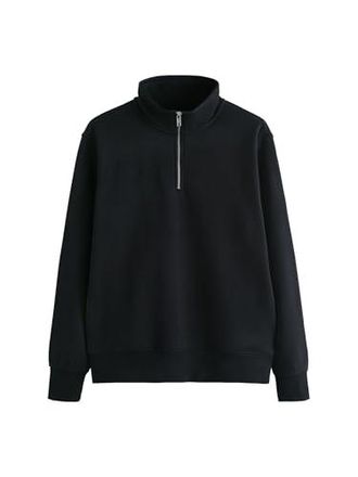 Next Homme Sweat &agrave; col Semi-zipp&eacute; en Jersey de Coton Majoritaire Noir 4XL