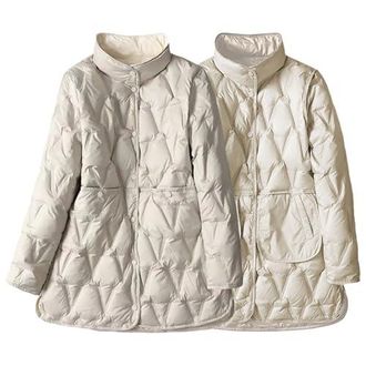 Generic Doudoune matelass&eacute;e r&eacute;versible l&eacute;g&egrave;re pour femme, veste dhiver surdimensionn&eacute;e d&eacute;contract&eacute;e avec poches, blanc, 3XL