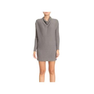 Emporio Armani Femme, Robes, Beige, Taille: 38 FR Robe à Col Drapé Côtelée à Manches Longues
