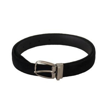 Dolce & Gabbana Homme, Accessoires, Noir, Taille: 95 CM Élégante ceinture noire en velours avec boucle gravée