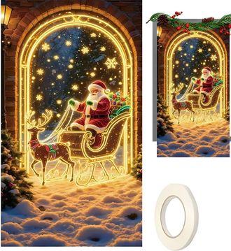 Generic Weihnachts-Haustürabdeckung - Weihnachts-Türbanner, Fluoreszierendes Partyzubehör, Fluoreszierendes Türbanner| Familien-Haustür-bannerFür, Bauernhaus,