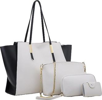 Generic Sac à main tendance en cuir pour femme - Trois pièces - Sac à bandoulière portable - Sac à main tissé, blanc, Taille unique
