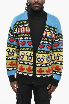 Dsquared2 Virgin Wool Blend CIRO Cardigan with V-Neck size Xl