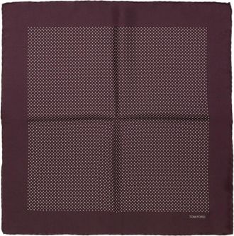 Tom Ford Homme, Accessoires, Rouge, Taille: ONE Size Mouchoir de Poche en Soie Bordeaux à Pois