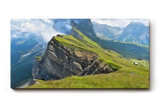 Paul Sinus Art Sinus Art Wandbild 120x60cm Atemberaubende Berglandschaft mit dramatischen Felsformationen und saftigem Gr&uuml;n