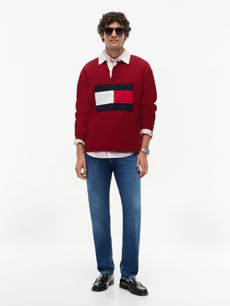 Tommy Hilfiger Denton - Slim-Fit-Jeans in Dunkelblau mit geradem Bein und Knittereffekt