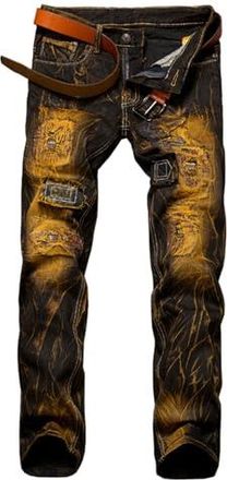 Generic Jean Homme Jean Homme Regular Jeans Homme Confortable Classique Slim D&eacute;chir&eacute; Coupe Droite - Basique Tendance pour Tenues Casual Quotidiennes