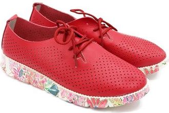 Zerimar Mocassins en Cuir pour Femme à Semelle Fleurie - Ballerines dété élégantes et Confortables - Chaussures Femme élégantes et Confortables - Rouge, Point