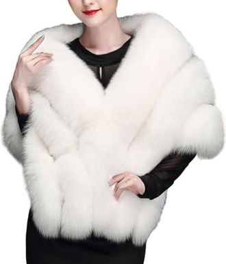 Generic Faux ch&acirc;le - Cape de mari&eacute;e &eacute;l&eacute;gante, douce et chaude - &Eacute;toles de luxe - Couverture de soir&eacute;e tendance | Accessoire de robe de soir&eacute;e formelle de mari