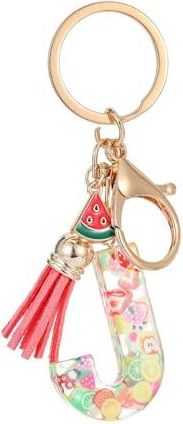 Generic Porte-cl&eacute;s en r&eacute;sine avec 26 lettres et pampille past&egrave;que Sifflet cr&eacute;atif Dragonne, J, taille unique