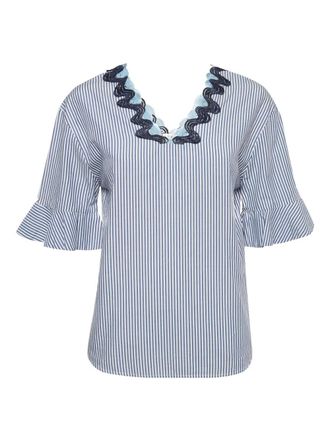 Sandro 2024 gestreiftes Oberteil mit Rüschen - Blau