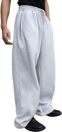 Generic Pantalon de jogging d&eacute;contract&eacute; ample de couleur unie pour homme, pantalon de surv&ecirc;tement tendance pour homme, pantalon cargo &agrave; taille &eacute;lastique, pant