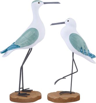 Exceart 2 Stück Möwen-Figuren aus Holz, maritime Dekorationen, Dekoartikel, rustikal, Vintage, Meeresvogel, Schreibtisch, Ornamente, Mittelmeer, Strand, Zuhau