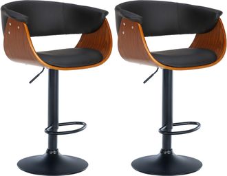 Clp 2er Set Barhocker Vestal Stoff Oder Kunstleder I Thekenhocker Höhenverstellbar I Barstuhl Mit Fußstütze I Tresenhocker 360° Drehbar, Farbe:walnuss/sch