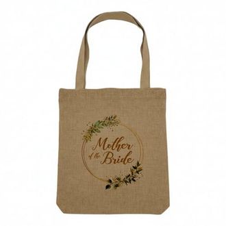 Fabulous Sac Shopping Tote Bag Aspect Lin - Mother of the Bride Wedding Flower Circle - Sac de Courses Toile Epaisse 360g Beige Naturel Cabas Port&eacute; Epaule Soli