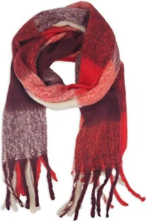 styleBREAKER &Eacute;charpe en tissu pour femme &agrave; motif &agrave; carreaux | Longue &eacute;charpe avec glands &eacute;pais et longs | &Eacute;charpe tricot&eacute;e dhiver douce en mati&egrave;re chaude type &eacute;tol