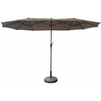 Happy Garden Happy Garden - Parasol d&eacute;port&eacute; double 2x4m taupe - Toile d&eacute;perlante 180g - M&acirc;t acier &Oslash;38mm - Manivelle pour d&eacute;ploiement facile