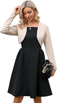 KOJOOIN Boléro festif à paillettes pour femme - Cardigan élégant et court - Cardigan à manches longues ouvert sur le devant - Cardigan décontracté (emballage 