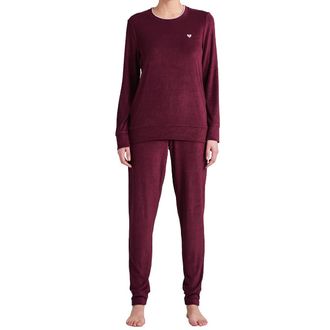 Schiesser Damen Schlafanzug Lang Pyjamaset, weinrot III, 44