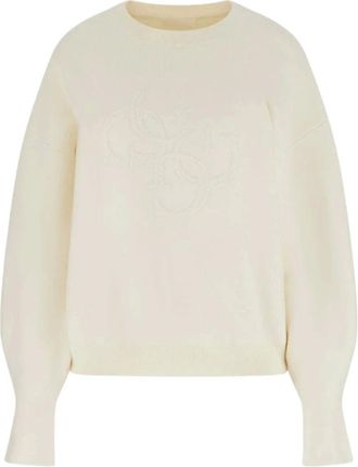 Guess Femme, Sweatshirts et sweats &agrave; capuche, Blanc, Taille: 40 FR Parker 4G Logo Knit