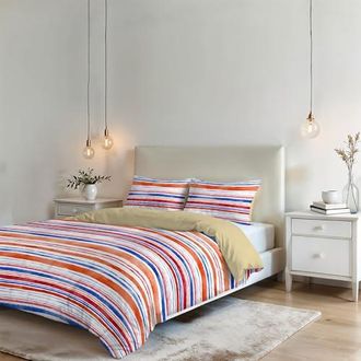 Italian Bed Linen Fantasy Bettw&auml;sche-Set aus Mikrofaser, gestreift, f&uuml;r Doppelbett