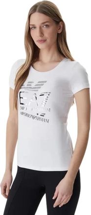 Emporio Armani Emporio Armani Ea7, Femme, Tops, Blanc, Taille: 40 FR T-shirt en jersey de coton avec logo