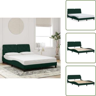 vidaXL Bettgestell ohne Matratze Dunkelgr&uuml;n 140x190 cm Samt - Bettsystem - Doppelbett - Samtbett - Gr&uuml;nes Bett - Modernes Bett