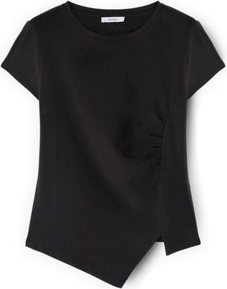 Motivi T-Shirt mit asymmetrischer seitlicher Drapierung - - Tops - Damen - Schwarzk - XS