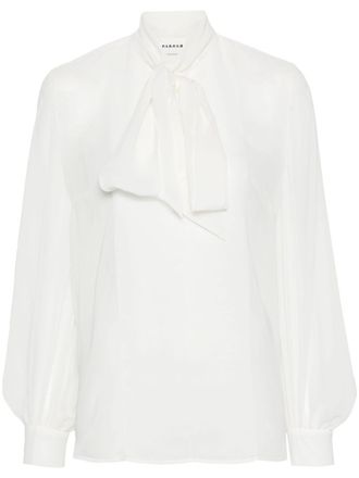 P.A.R.O.S.H. Bluse mit Schleifenkragen - Weiß