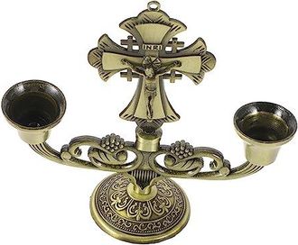 Garneck Chandelier Bougeoir &agrave; 2 Branches en Alliage de Zinc Bougeoir D&eacute;coratif Vintage Centre de Table pour Mariage No&euml;l D&icirc;ner aux Chandelles Religieux D&eacute;cora