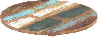 vidaXL Vidaxl - Dessus de table rond 60 cm - Bois de r&eacute;cup&eacute;ration massif - &Eacute;paisseur 25-27 mm - Finition polie et laqu&eacute;e - Pour tables dappoint et chevet